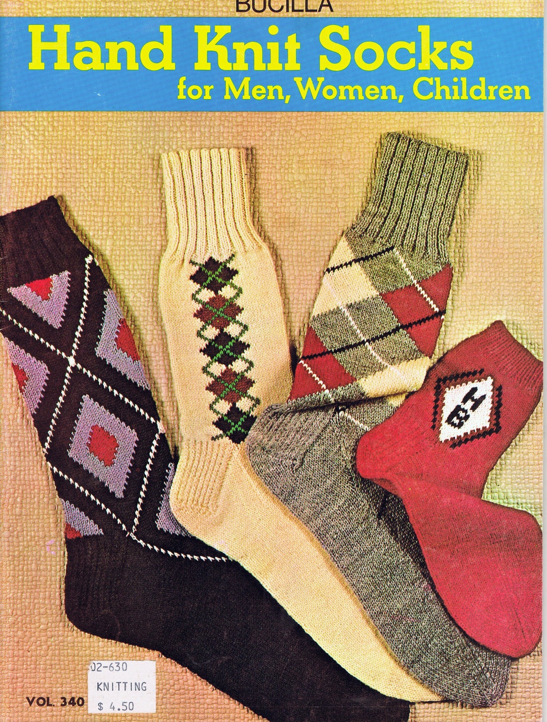 1965 Bucilla Hand Knit Socks Pattern Booklet for Men Women Children ...