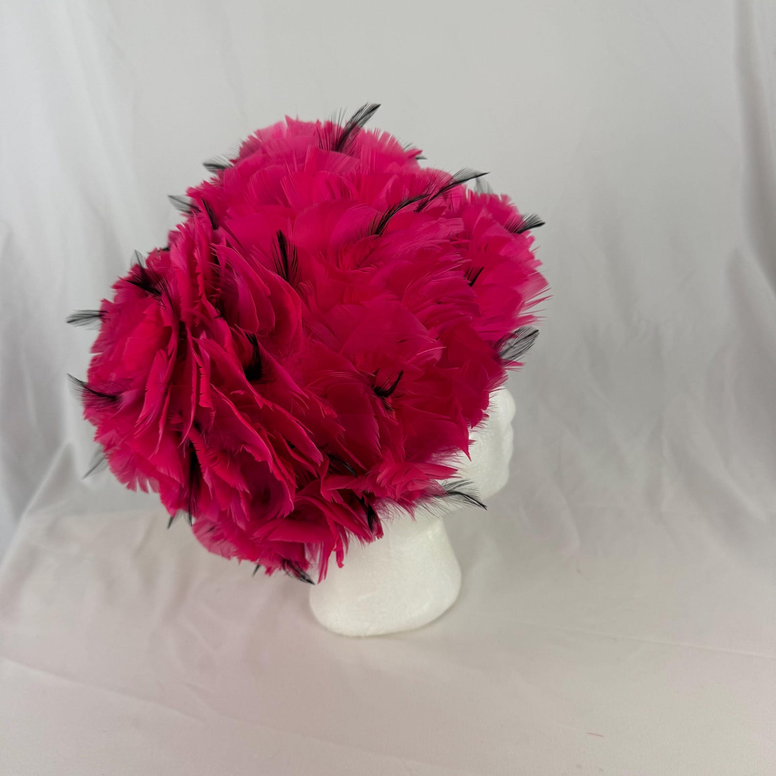 Vintage 1960s Hot Pink Feather Bucket Hat: Mid-century Modern Costume ...