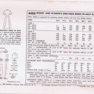 Uncut 1953 Simplicity Pattern 4488 One Piece Shirtwaist Dress Size 16.5 ...