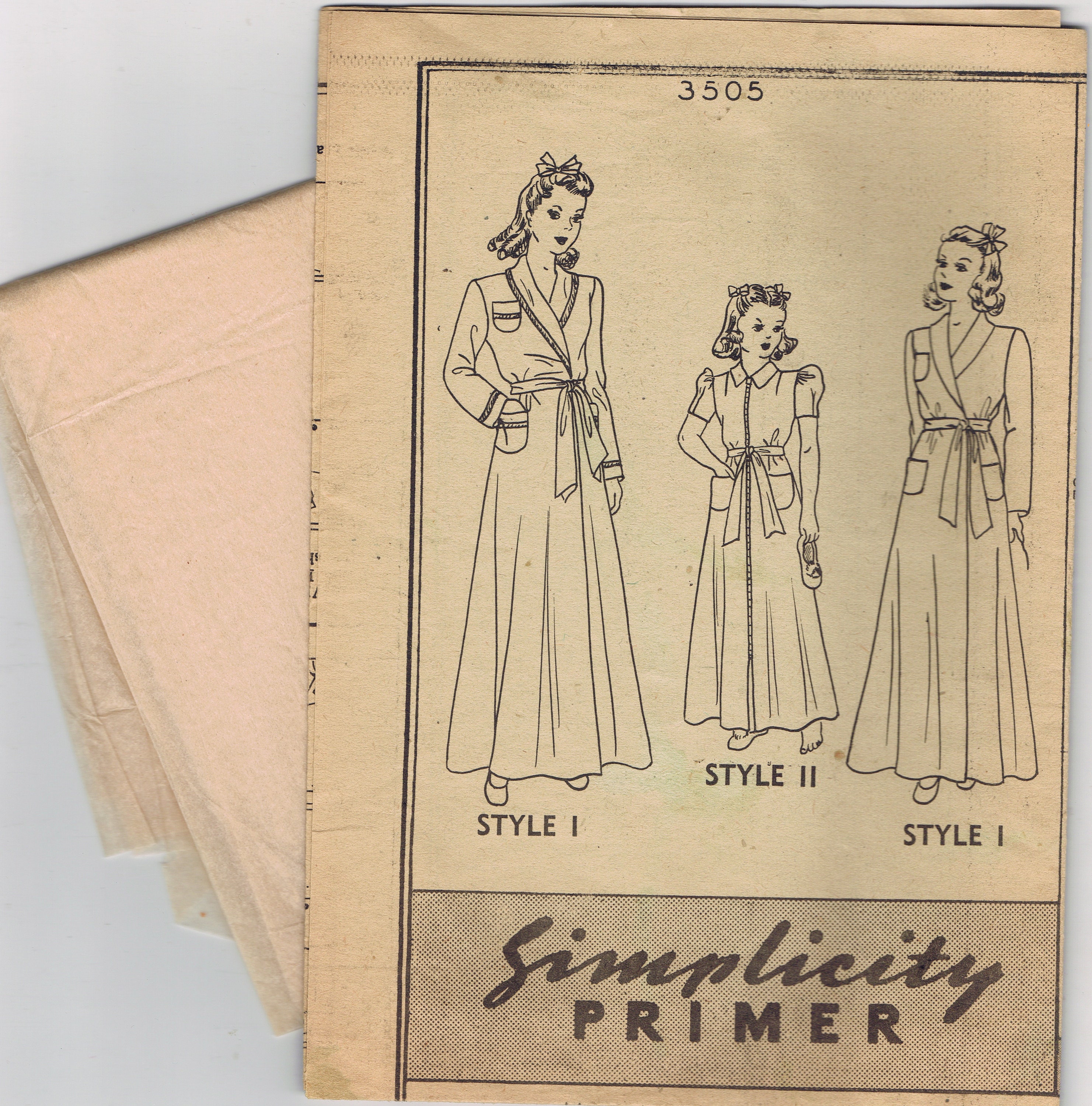 1940's Simplicity Pattern 3505 Girls sz 4 Long Bathrobe | Etsy