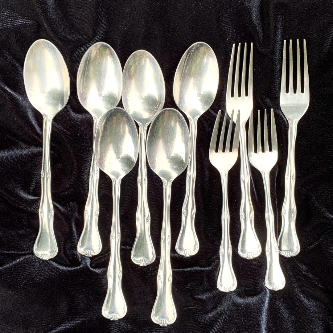 10 Pieces Vintage Simplicity Flatware by Wallace 18 8 Stainless Steel 6 Tablespoons 2 Salad ...