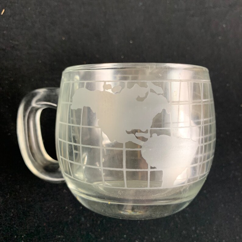 Vintage Nestle Nescafe Mug WORLD GLOBE Frosted Clear Glass - Etsy