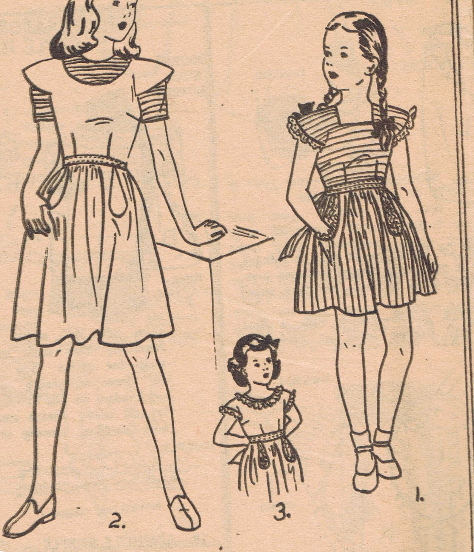 1944 Simplicity Pattern 1211 Little Girls size 4 Pinafore and | Etsy