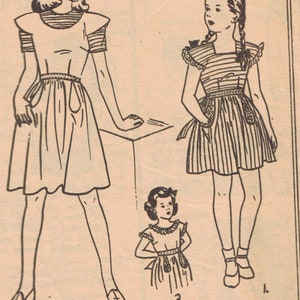1944 Simplicity Pattern 1211 Little Girls Size 4 Pinafore and Blouse ...