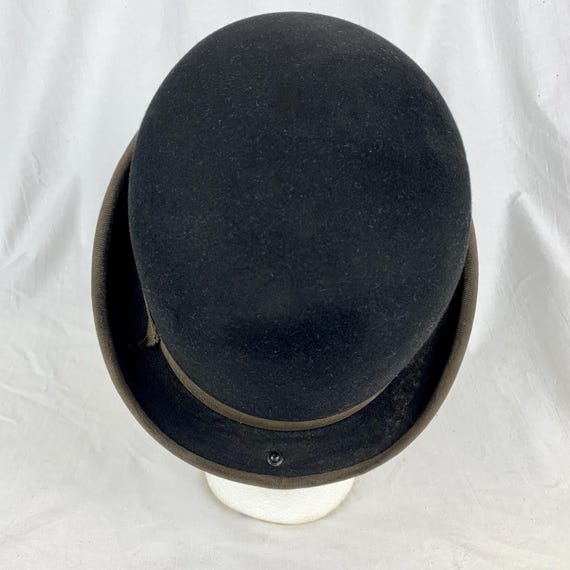Antique Equestrian Black Bowler Hat Hard 1900s Size 7… - Gem