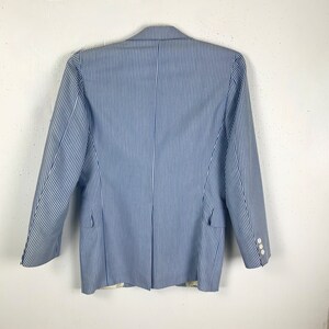 Vintage 1970s Adams Row Blue Seersucker Jacket 42 Regular USA Union ...