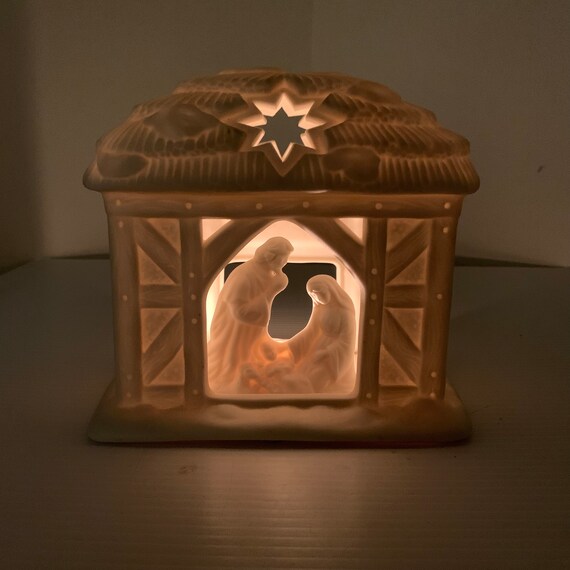 Vintage Partylite White Bisque Nativity Creche Tea Light | Etsy