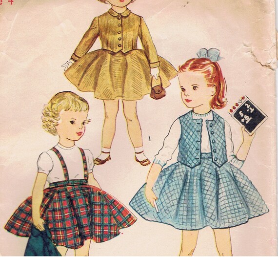 1952 Baby Boomer Simplicity Pattern 3992 Little Girl sz 4 | Etsy