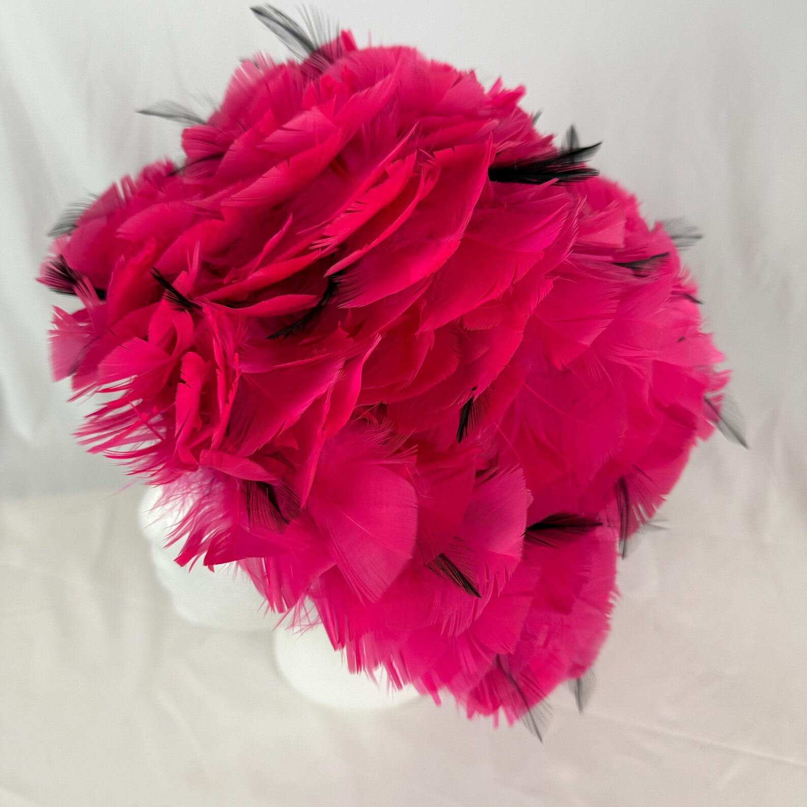 Vintage 1960s Hot Pink Feather Bucket Hat: Mid-century Modern Costume ...