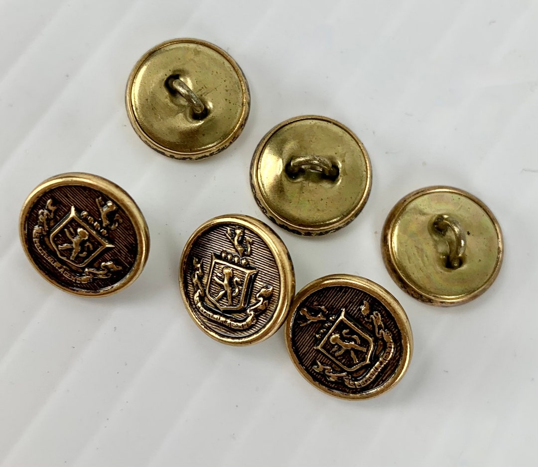 New Old Stock 6 Vintage 1990s Brass Buttons .5 Inch Latin Spectemur ...