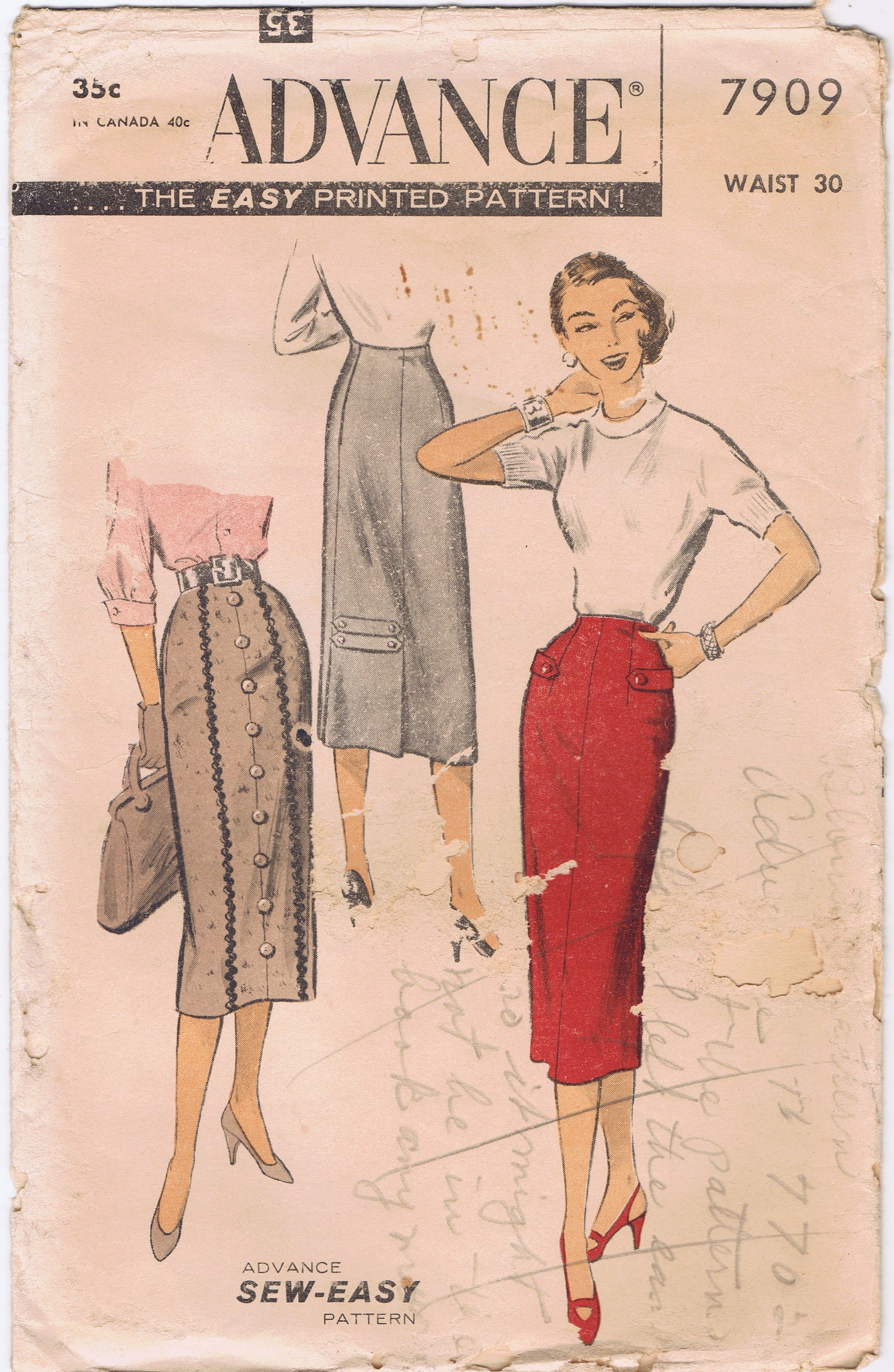 1950s Advance Pattern 7909 Wiggle Straight Skirt W Kick Etsy 1950s Advance Pattern 7909 Wiggle Straight Skirt W Kick Etsy