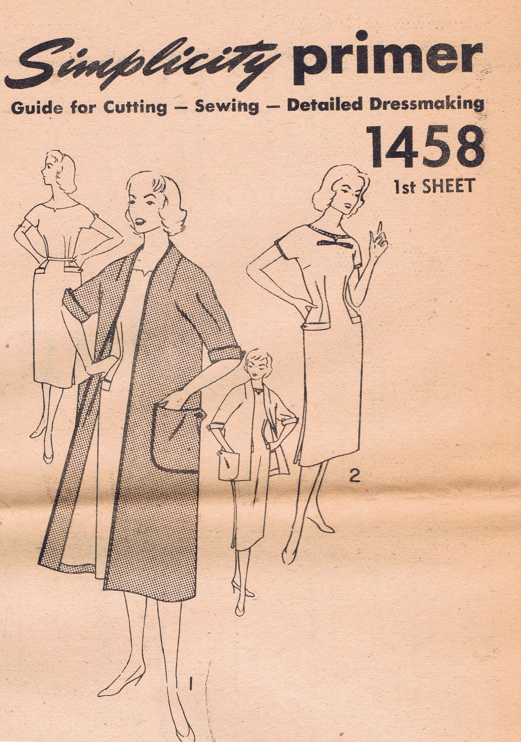 Uncut 1955 Simplicity Pattern 1458 Wiggle Dress and Coat or - Etsy