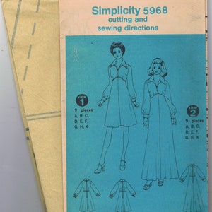 Uncut 1973 Simplicity Pattern 5968 Aline Dress Size 16 2 Lengths Long ...
