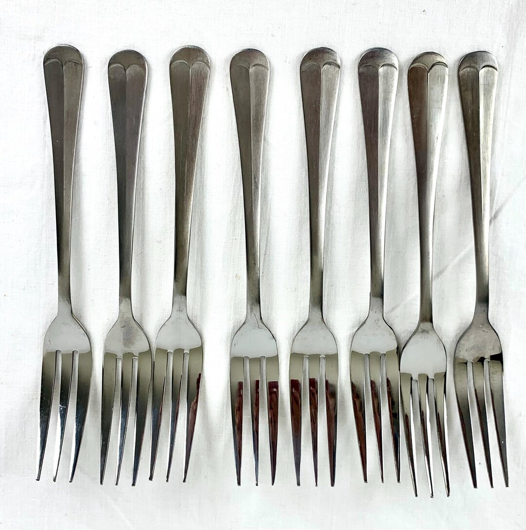 Utica Walco Stainless Steel Royal Bristol 8 Dinner Forks With 3 Tines 7 ...