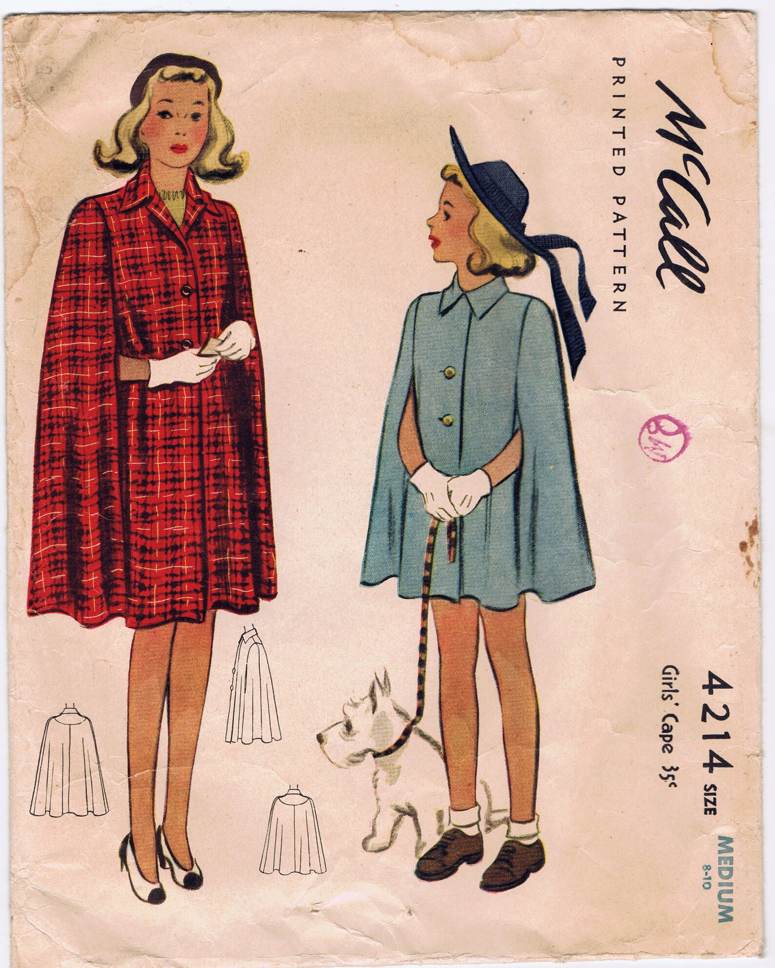 1941 Mccall Pattern 4214 Girls Cape Size 8-10 Easy Sew - Etsy