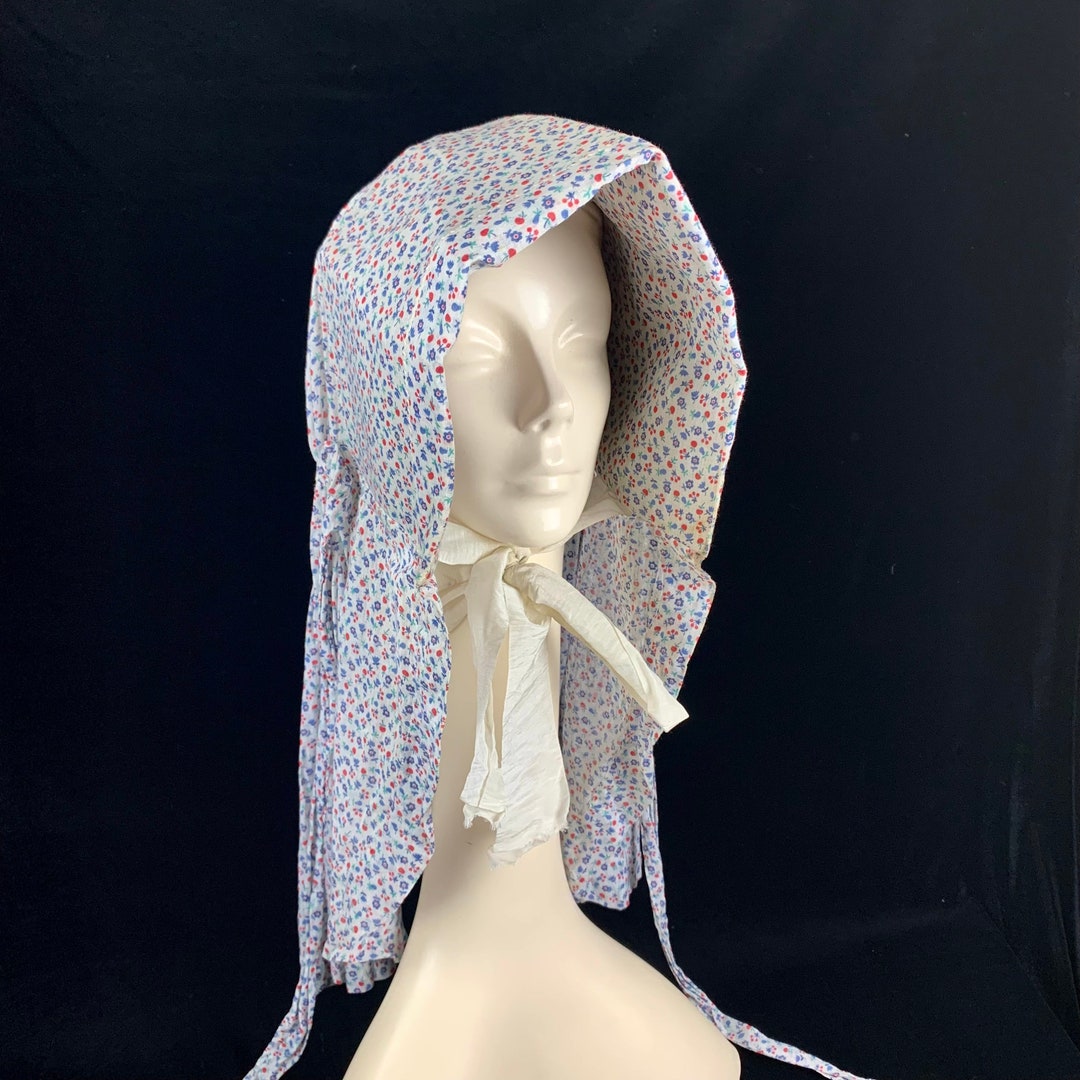 Antique 1920-30s Feed Sack Farm Bonnet Full Coverage Floral Cotton ...