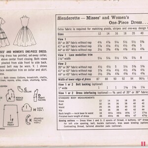 1958 Simplicity Pattern 2461 Dress Size 20 Full Pleated Skirt Collar ...