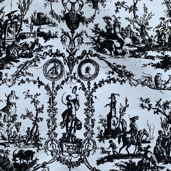 Black Toile Fabric - Etsy