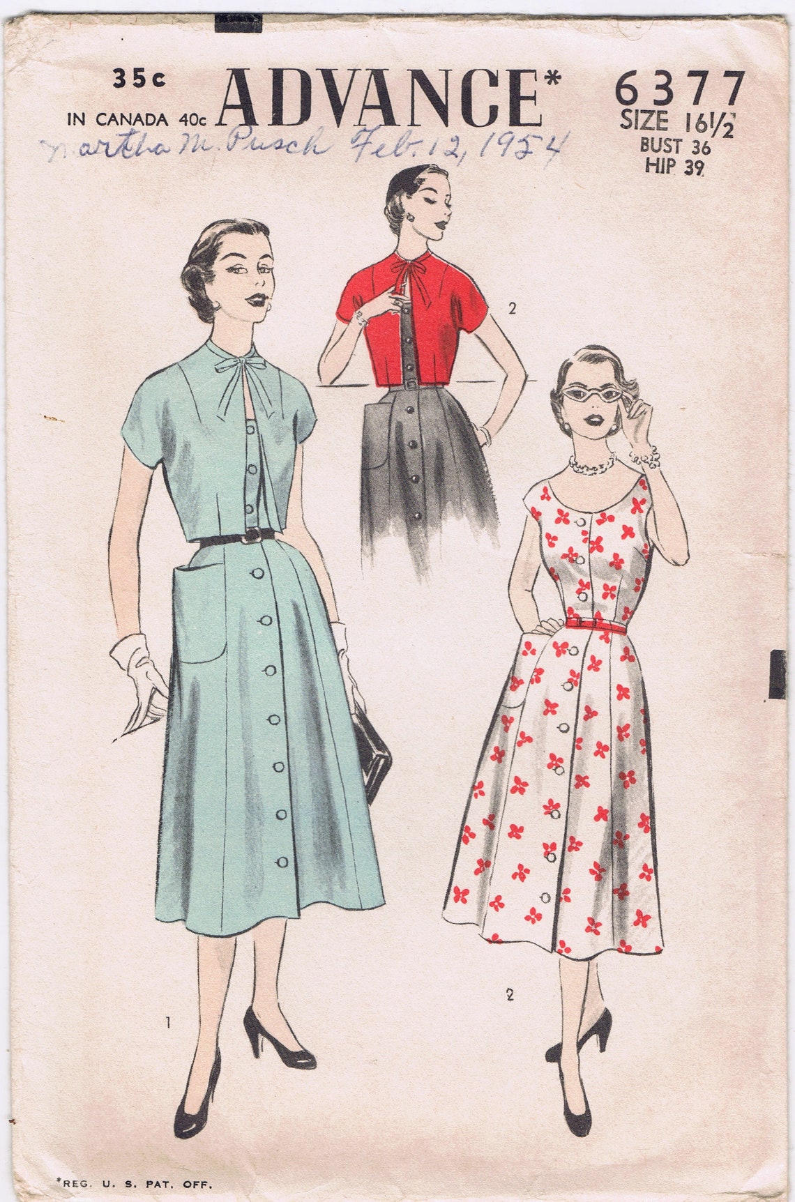Uncut 1953 Advance Pattern 6377 House Dress With Bolero Size - Etsy