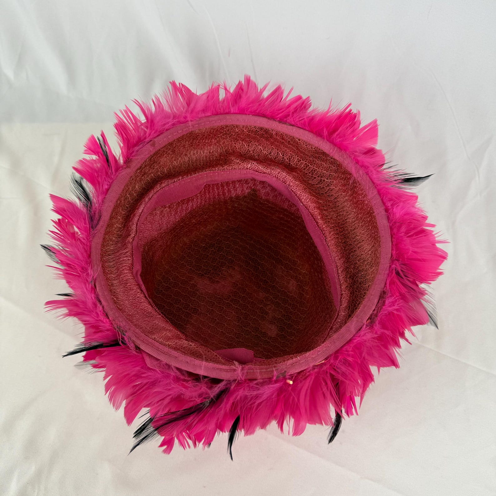Vintage 1960s Hot Pink Feather Bucket Hat: Mid-century Modern Costume ...