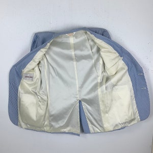 Vintage 1970s Adams Row Blue Seersucker Jacket 42 Regular USA Union ...