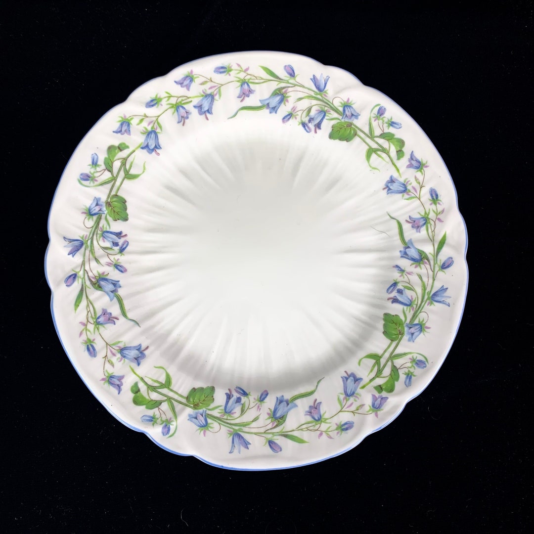 Vintage Shelly Fine Bone China 8 Inch Salad Plate Harebell Pattern Blue ...