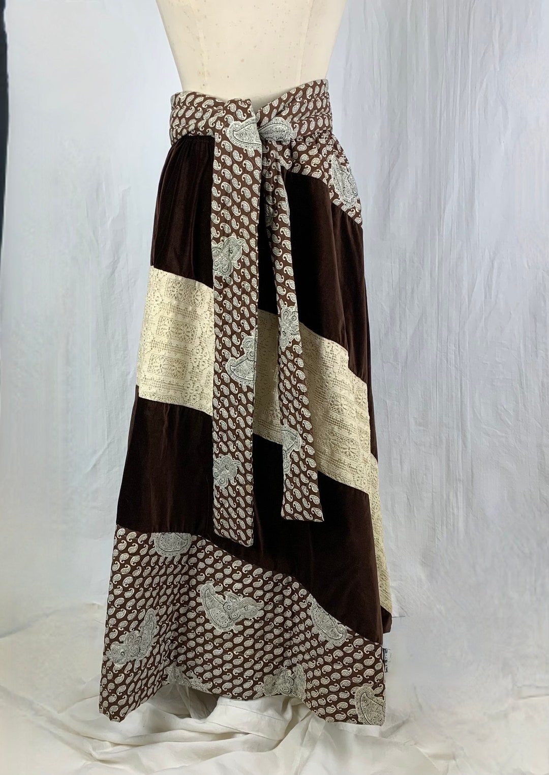 1970s Chessa Davis Maxi Skirt L Hostess A Line With Separate Belt Swirl ...