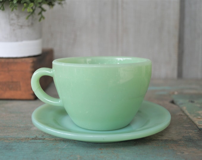 Fire King Jadeite Coffee Cup and Saucer - Etsy