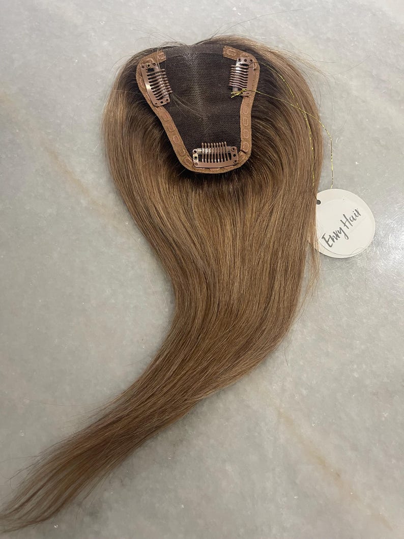 100% Remy Human Hair Topper Rooted Brown/light Brown. - Etsy