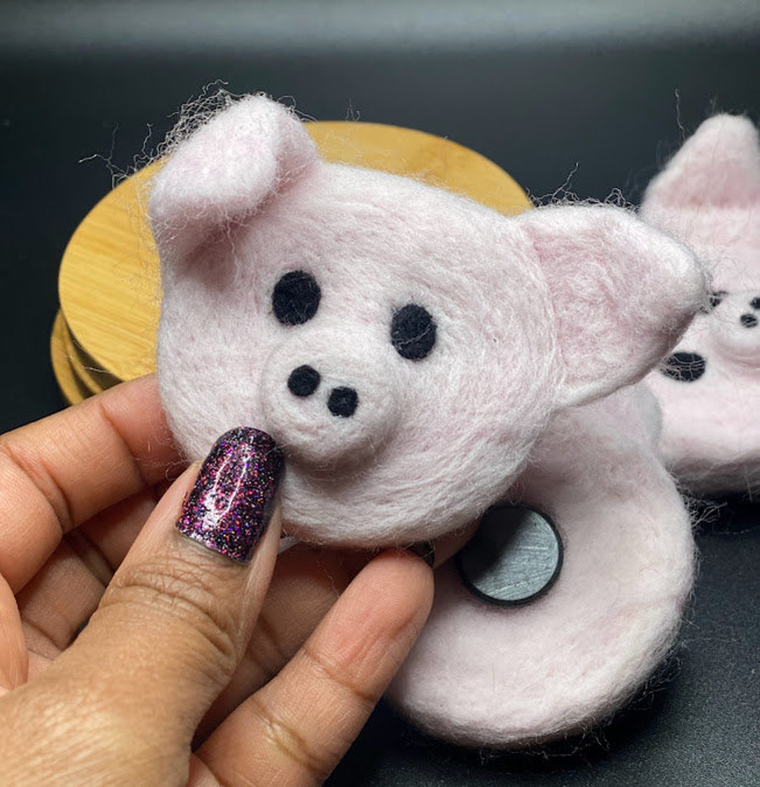 Handmade Needle Felted Pig Magnets| Novelty Piggy Fridge Decor| Cute ...