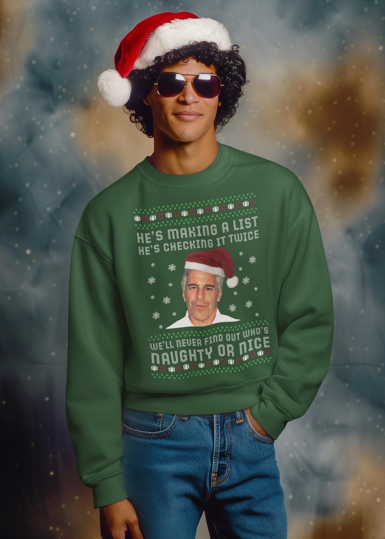 Funny Political Ugly Christmas Sweater - Epstein Files Ugly ...