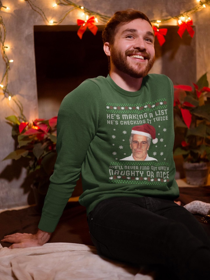 Funny Political Ugly Christmas Sweater - Epstein Files Ugly ...