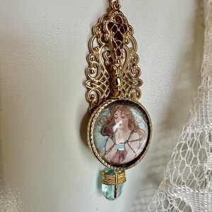 Art Nouveau Style "magnifying Glass," Blue Mucha Lady Bohemian Goddess ...