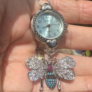 Blue Watch Pave Crystal Blue Honey Bee Pendant, Bumble Bee Watch ...