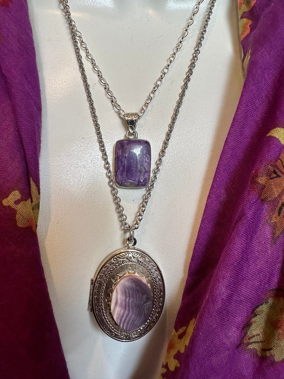 Purple Rare Wampum Shell Locket & Purple Charorite, Get One or Both to ...