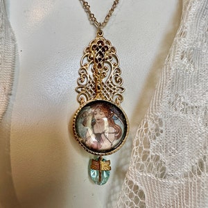 Art Nouveau Style "magnifying Glass," Blue Mucha Lady Bohemian Goddess ...