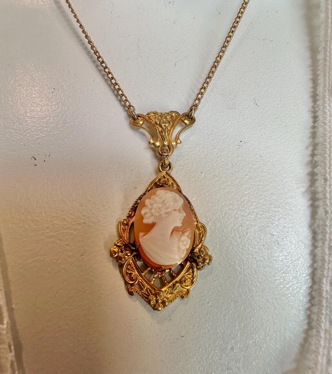 Antique 12K Gold Cameo Mother of Pearl Shell Cameo, Hand Carved ...