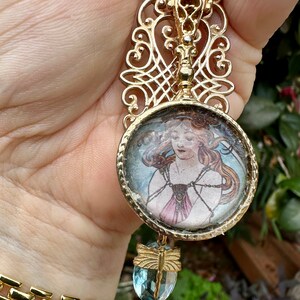 Art Nouveau Style "magnifying Glass," Blue Mucha Lady Bohemian Goddess ...