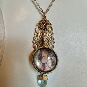 Art Nouveau Style "magnifying Glass," Blue Mucha Lady Bohemian Goddess ...