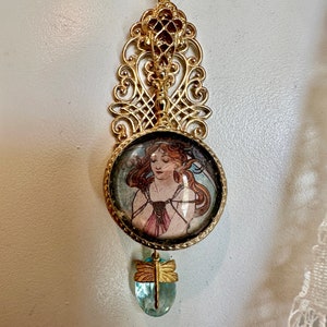 Art Nouveau Style "magnifying Glass," Blue Mucha Lady Bohemian Goddess ...