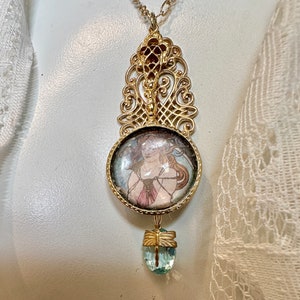 Art Nouveau Style "magnifying Glass," Blue Mucha Lady Bohemian Goddess ...