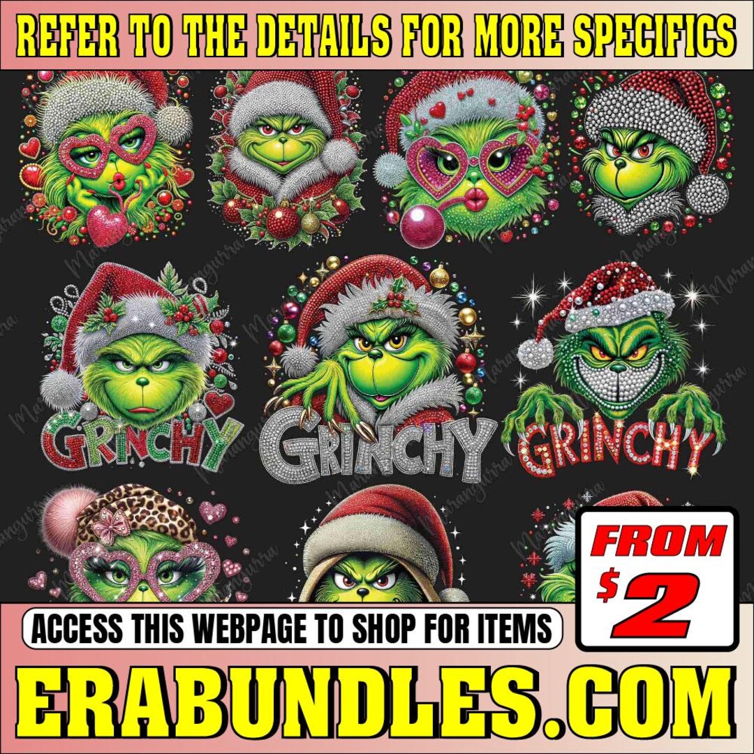 Rhinestone Grinch Christmas Png Bundle, Girl Grinc Rhinestone Png ...