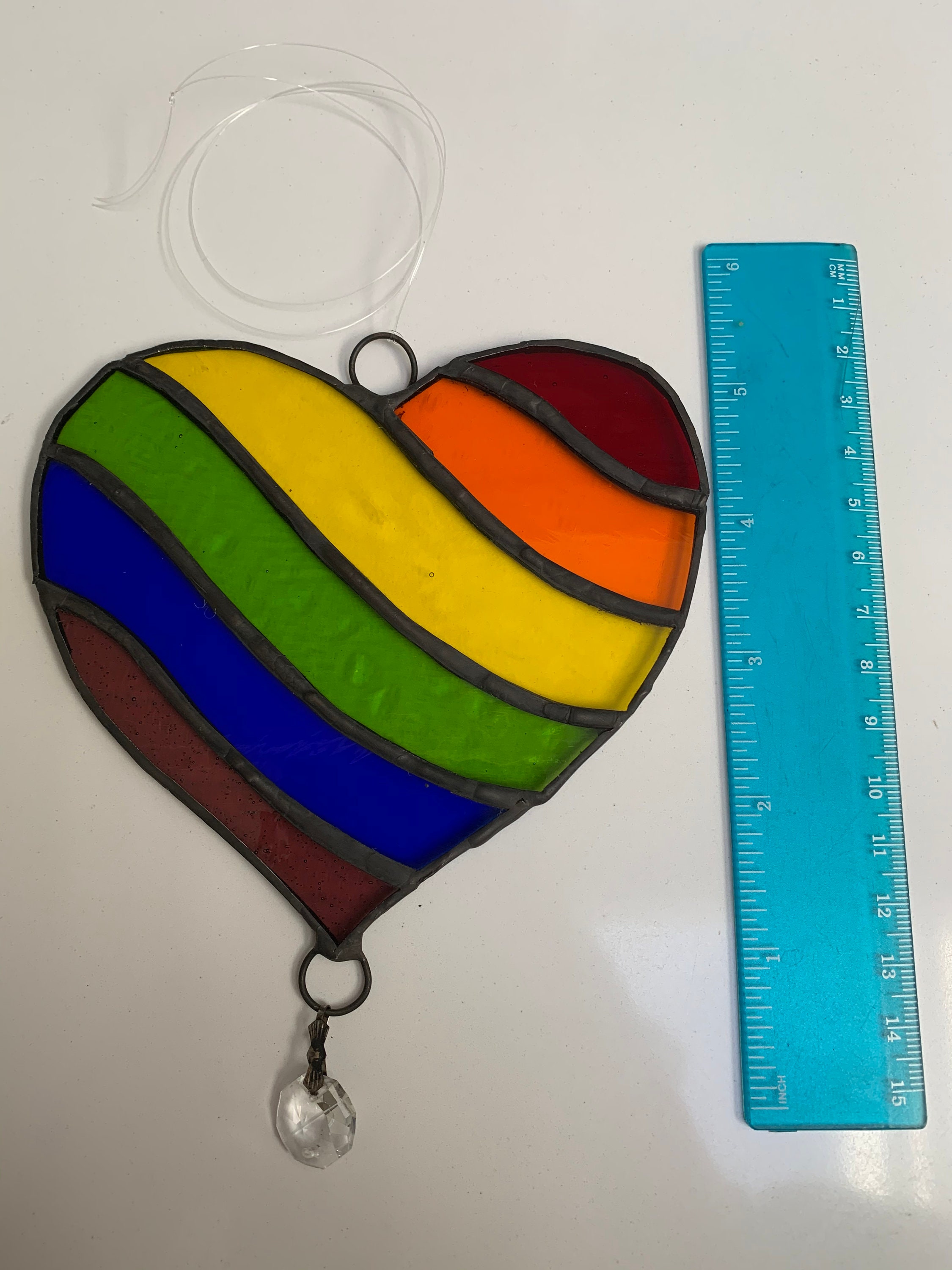 Stained Glass Rainbow Heart With Drop - Etsy