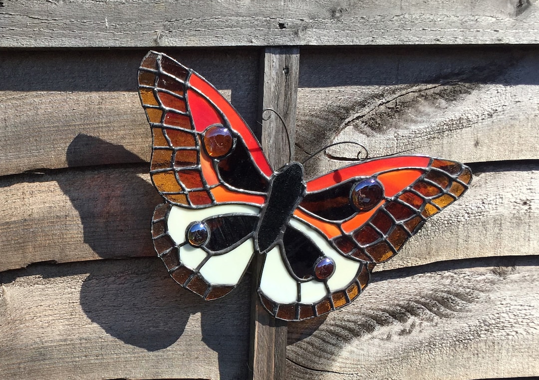 Hand Made Large Tiffany Style Stained Glass Butterfly - Etsy UK