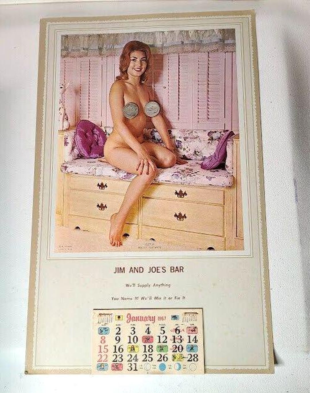 1967 Pinup Calendar Jim and Joes Bar 16 Pin up Risque - Etsy
