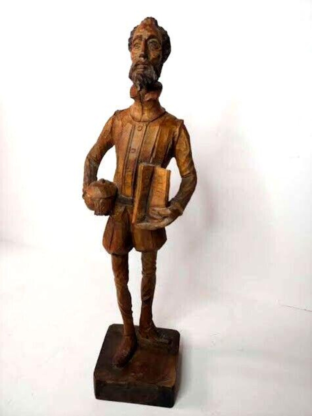 William Shakespeare Hand Carved Wood Figure Spain Vintage 10.5 in ...