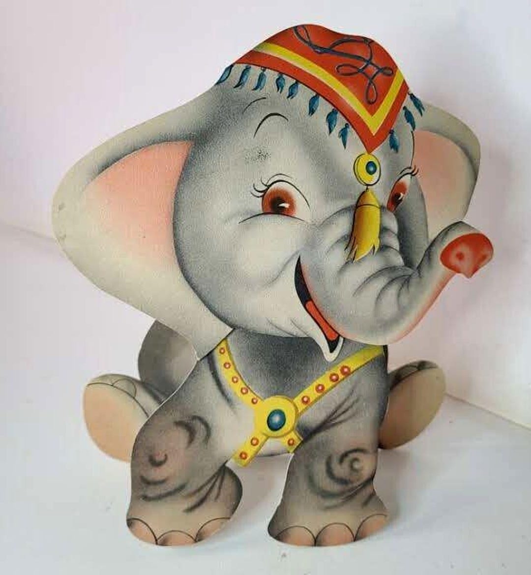 Jumbo the Elephant Kiddie Toy Circus Treasure Masters Litho 1948 Stand ...