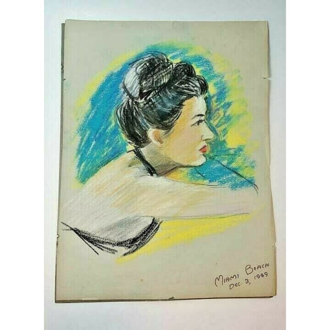 1949 Miami Bathing Suit Woman Color Pencil Pop Art Street Artist ...