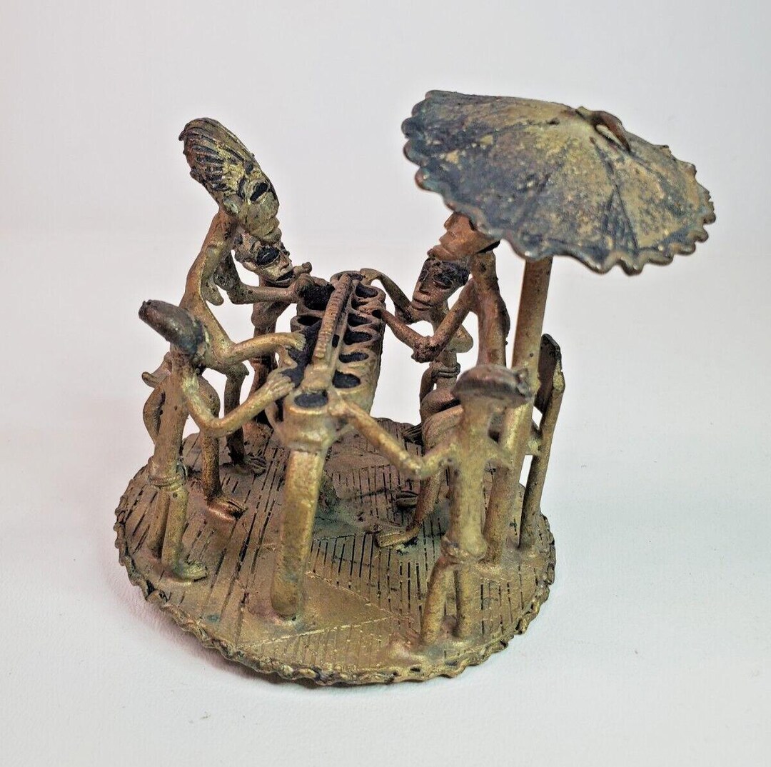 Ashanti Kuduo African Cast Bronze Container LID ONLY to Funerary Vessel ...