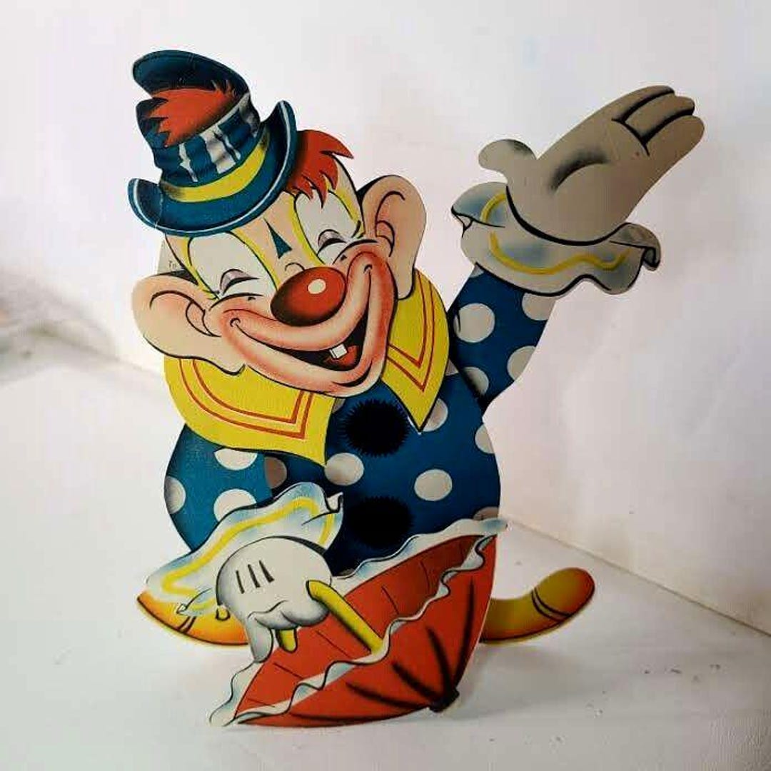 Funny Face the Clown Kiddie Toy Circus Treasure Masters Litho 1948 ...